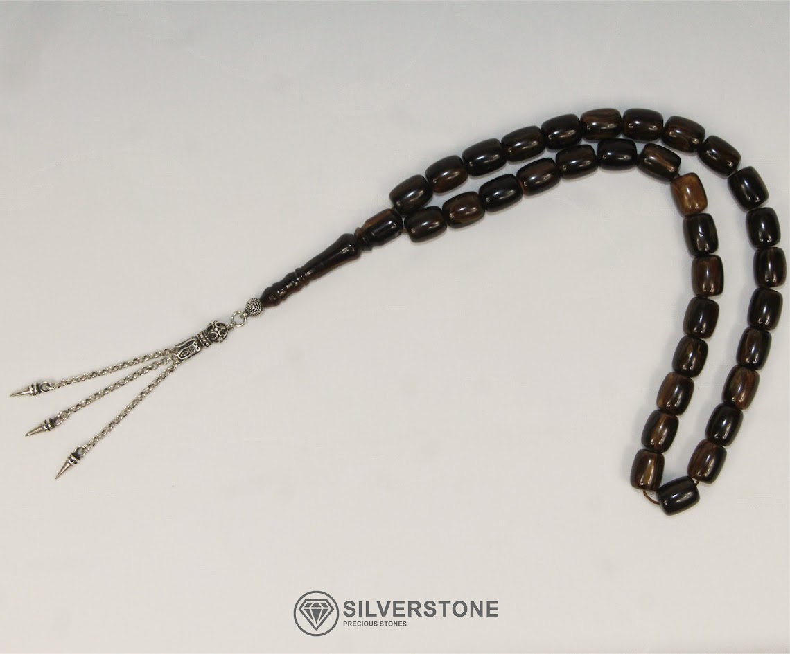 Hareli Erzurum Oltu Stone Rosary - SILVER STONE EU